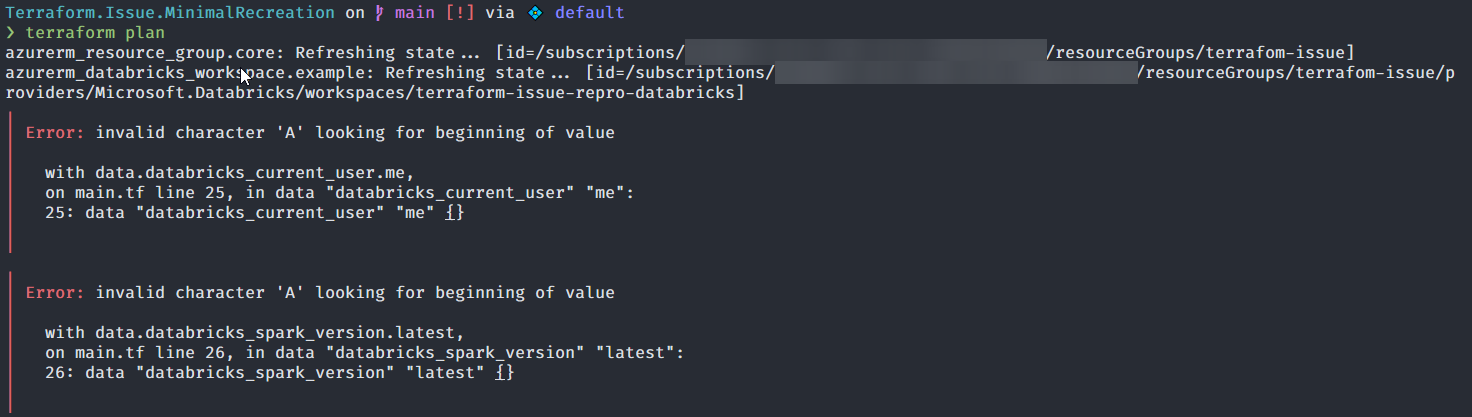 [ISSUE] Azure Databricks Workpace some users cannot query or plan - "Invalid character 'A ...