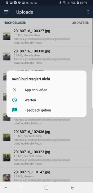 App is shows not responding while uploading images · Issue #2212 · owncloud/android · GitHub
