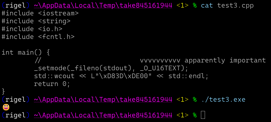 Emojis Are Not Displayed When Using Wide String Output · Issue 12457 · Microsoftterminal · Github
