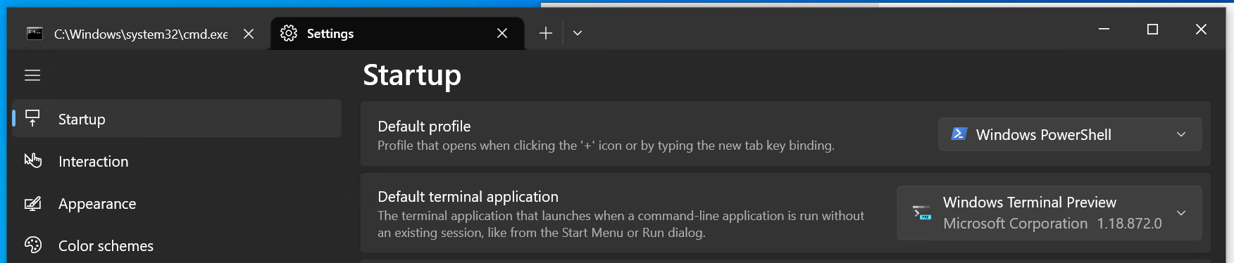 Does Windows 10 Support Setting Terminal As The Default Console Host · Microsoft Terminal