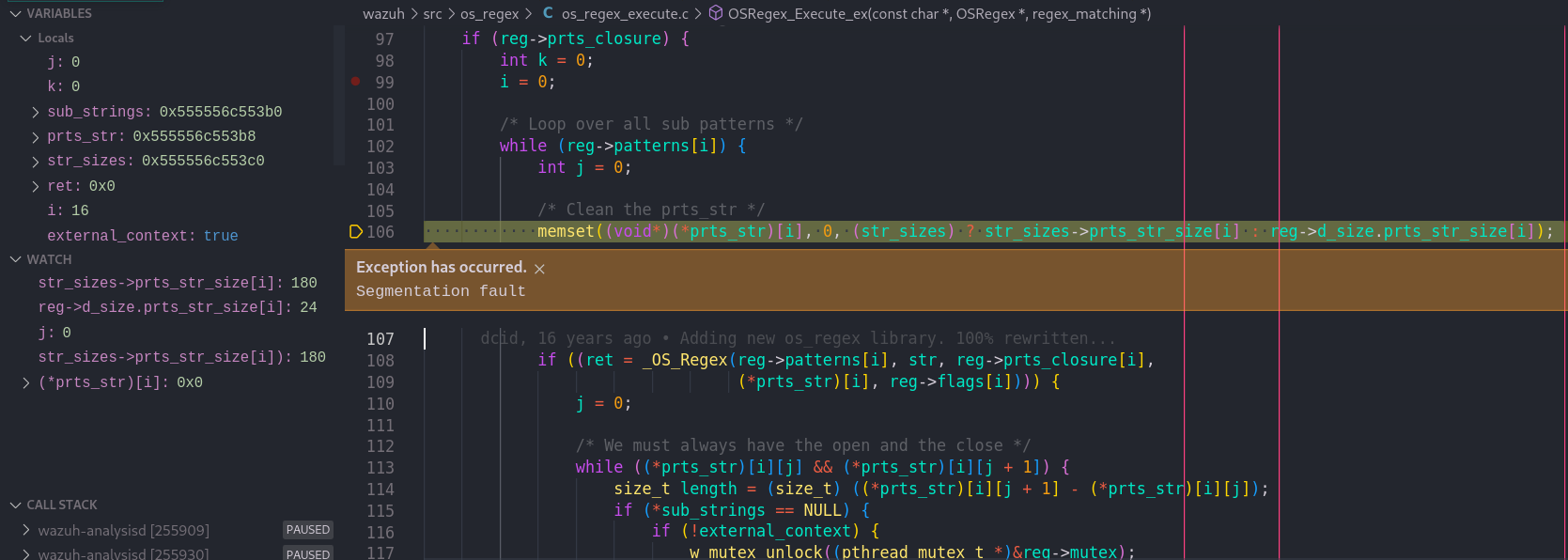 Segmentation fault in Analysisd - OS_Regex, decoding stage · Issue #13933 · wazuh/wazuh · GitHub