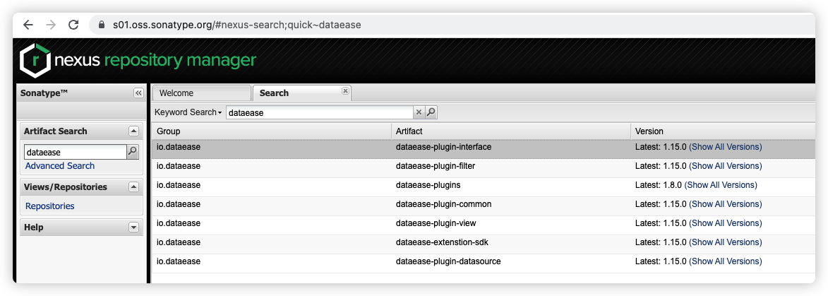 [Question]maven仓库缺少v1.15.0对应的包 · Issue #3345 · dataease/dataease · GitHub