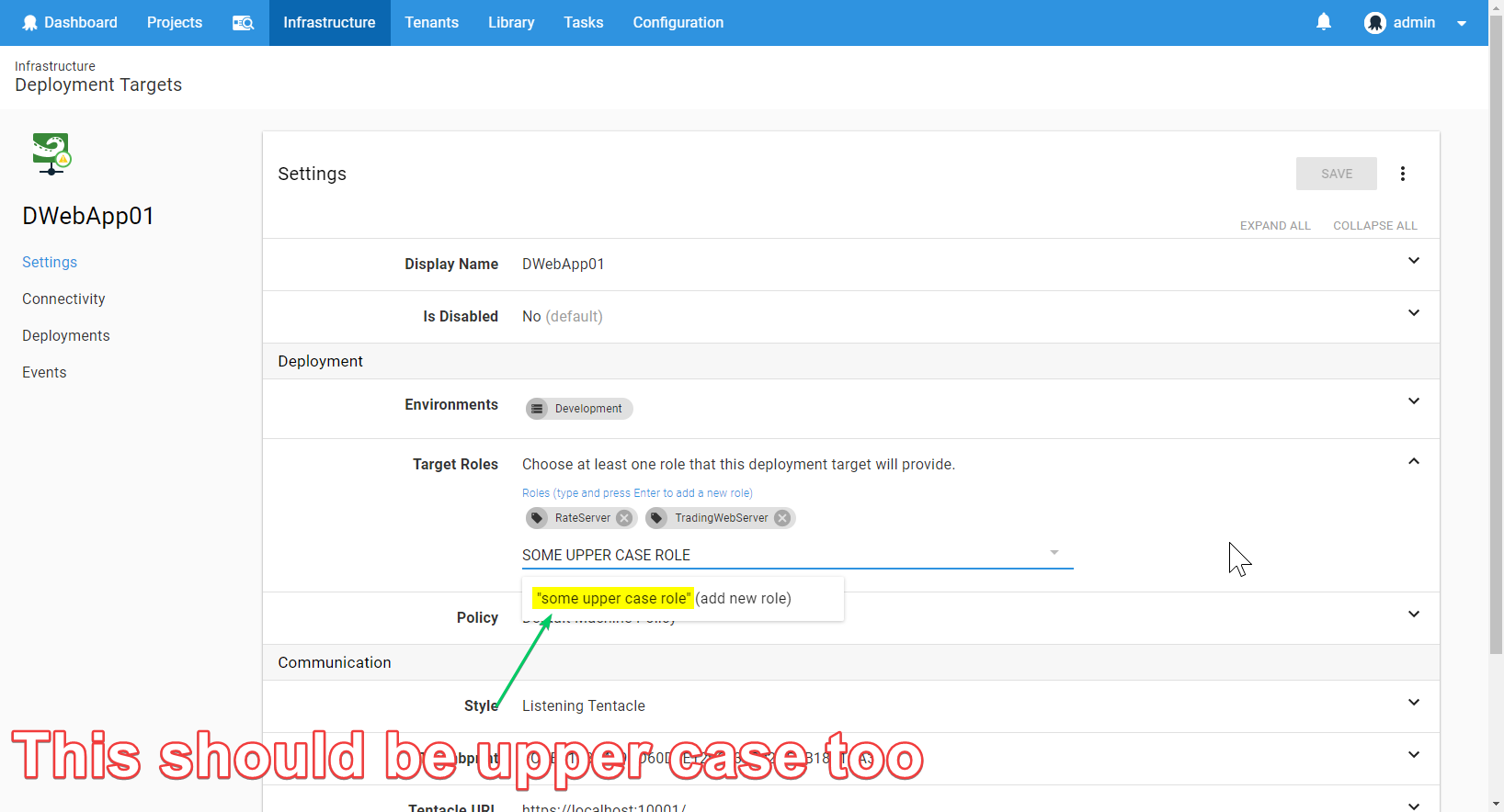 Can't add new roles with upper case characters · Issue #4004 · OctopusDeploy/Issues · GitHub