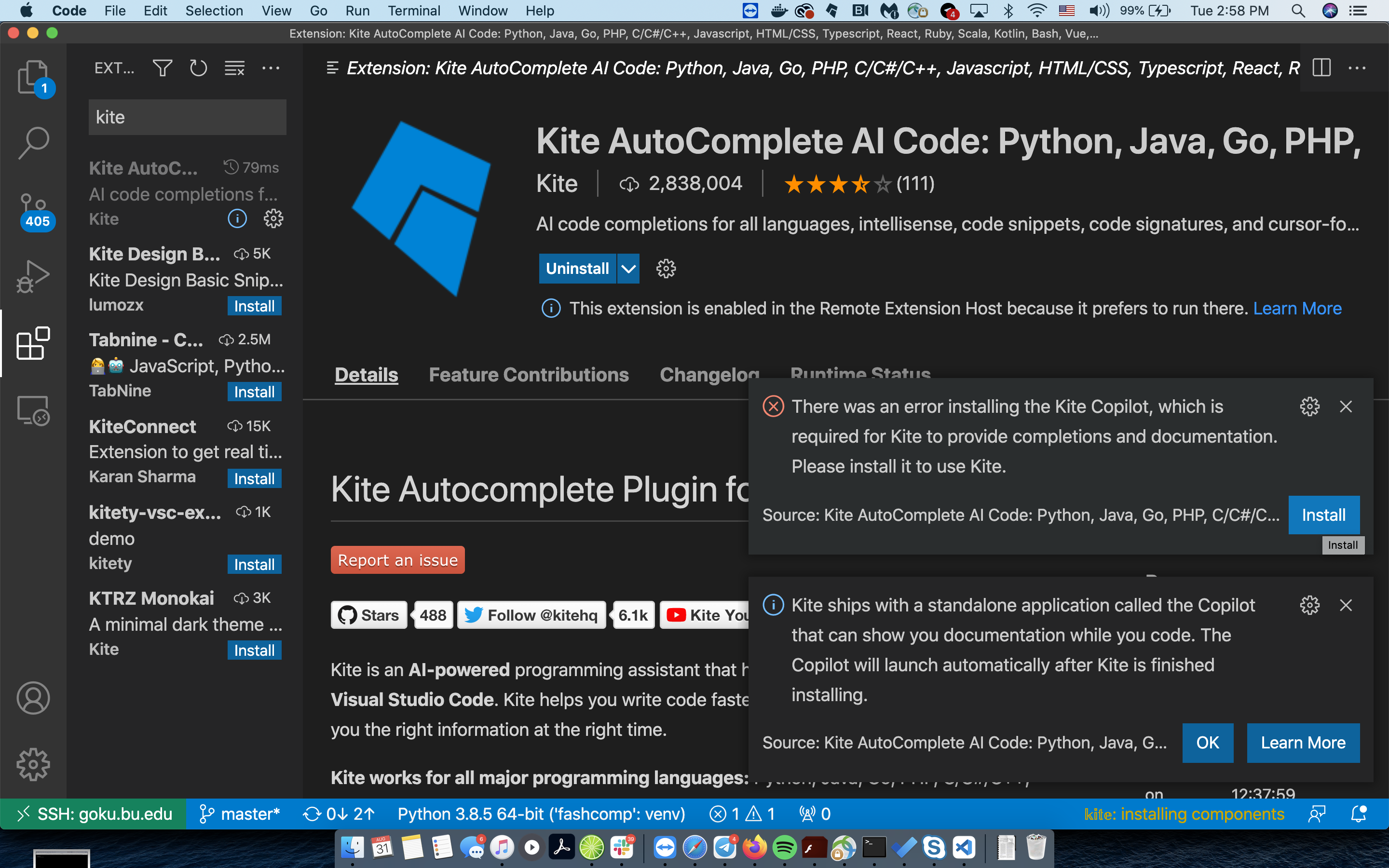 Cannot get Kite.io professional to work in VSCode remotely for CentOS 7 · Issue #791 · kiteco ...