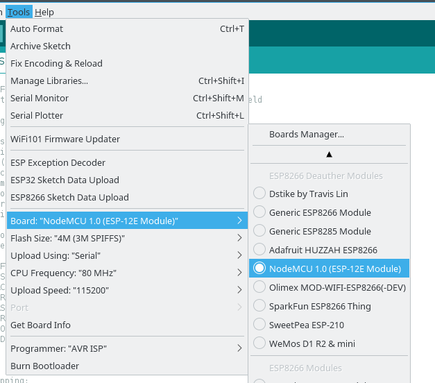 NodeMCU 12E not available in boards menu. · Issue #880 · SpacehuhnTech/esp8266_deauther · GitHub
