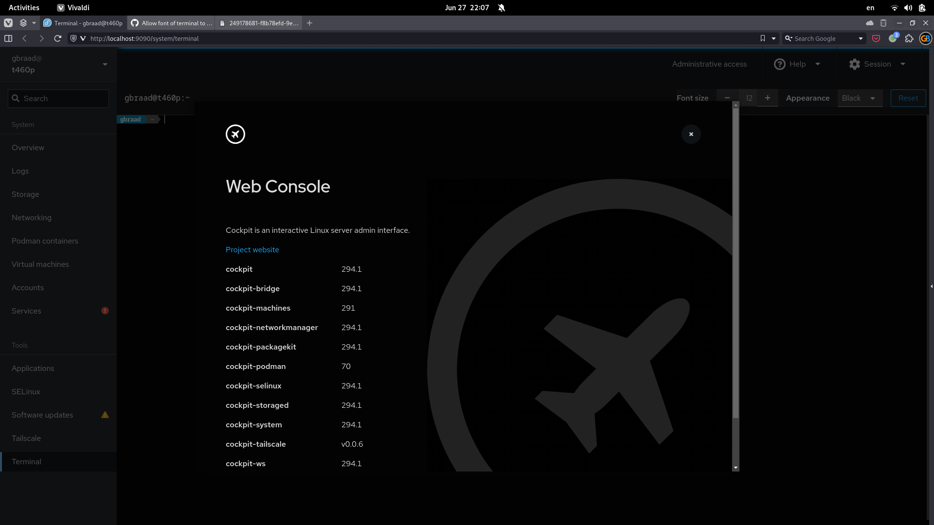 Allow font of terminal to be changed · Issue #16583 · cockpit-project/cockpit · GitHub