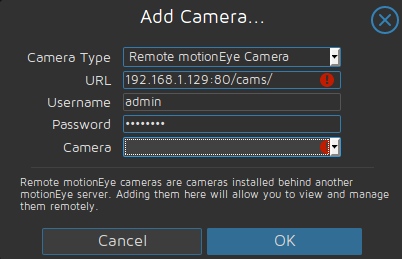 Unable to add a Remote MotionEye Camera · Issue #817 · motioneye-project/motioneye · GitHub
