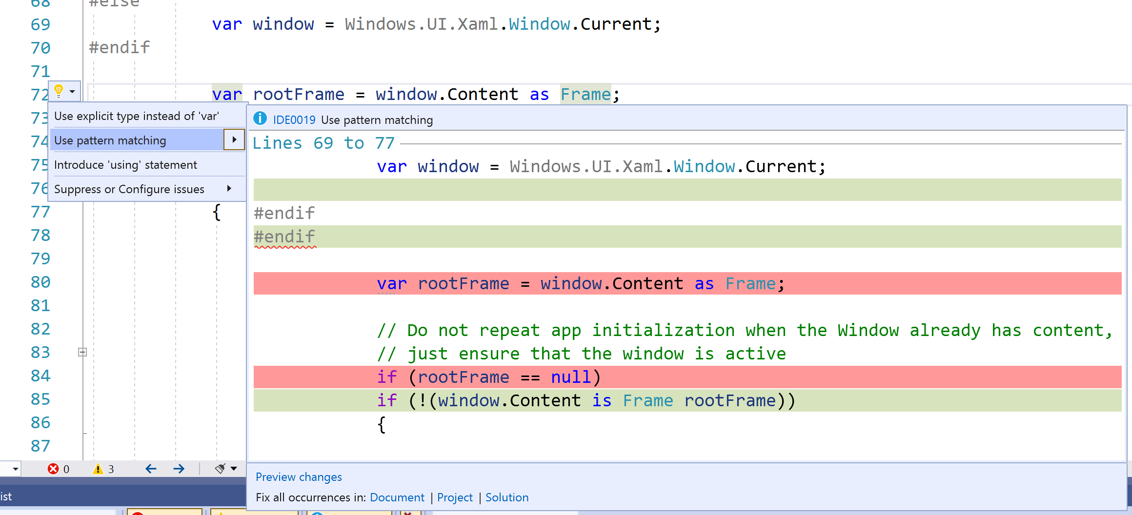 Ide0019 Use Pattern Matching Duplicates Preprocessor · Issue 37398