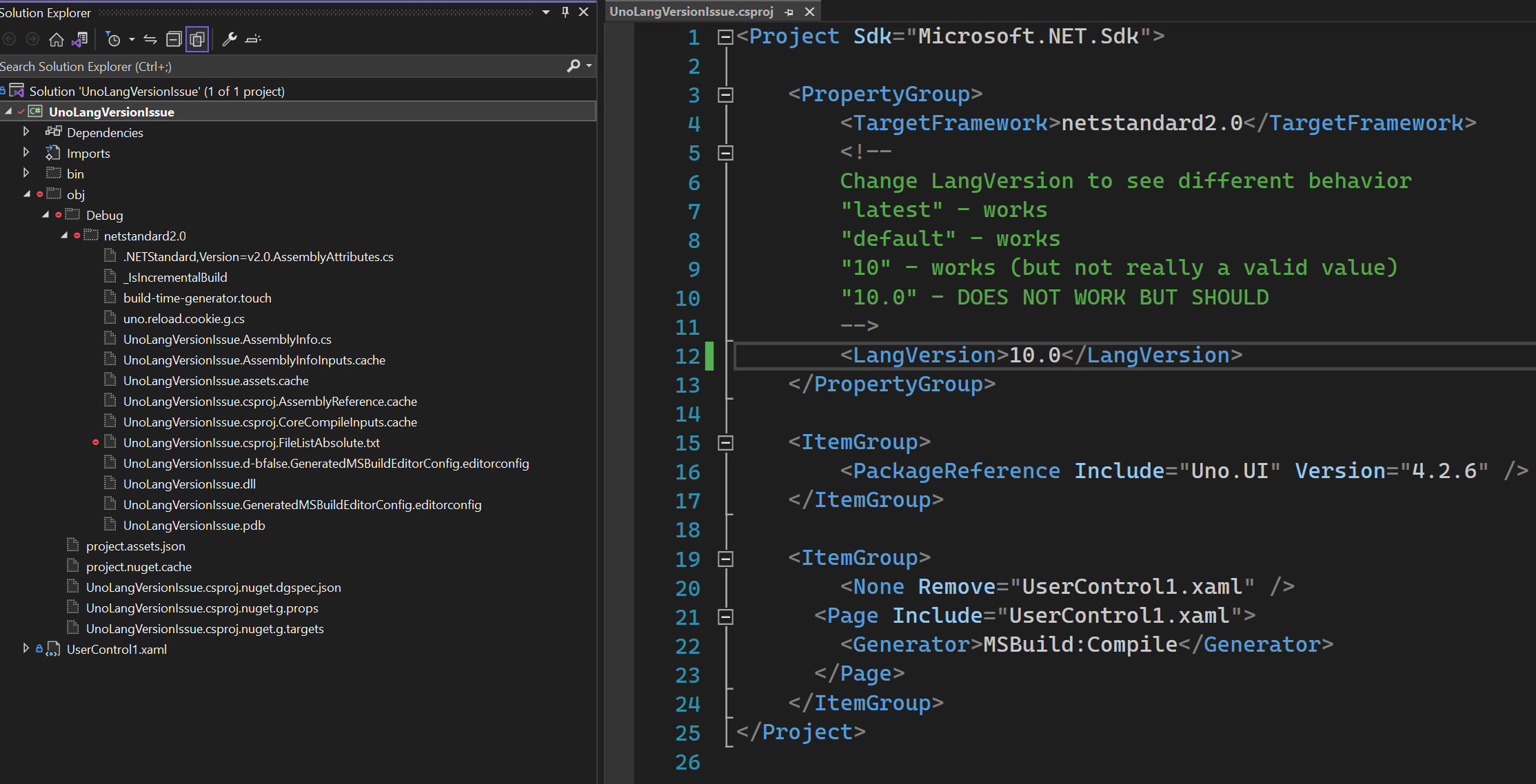 GitHub - mrlacey/UnoLangVersionIssue
