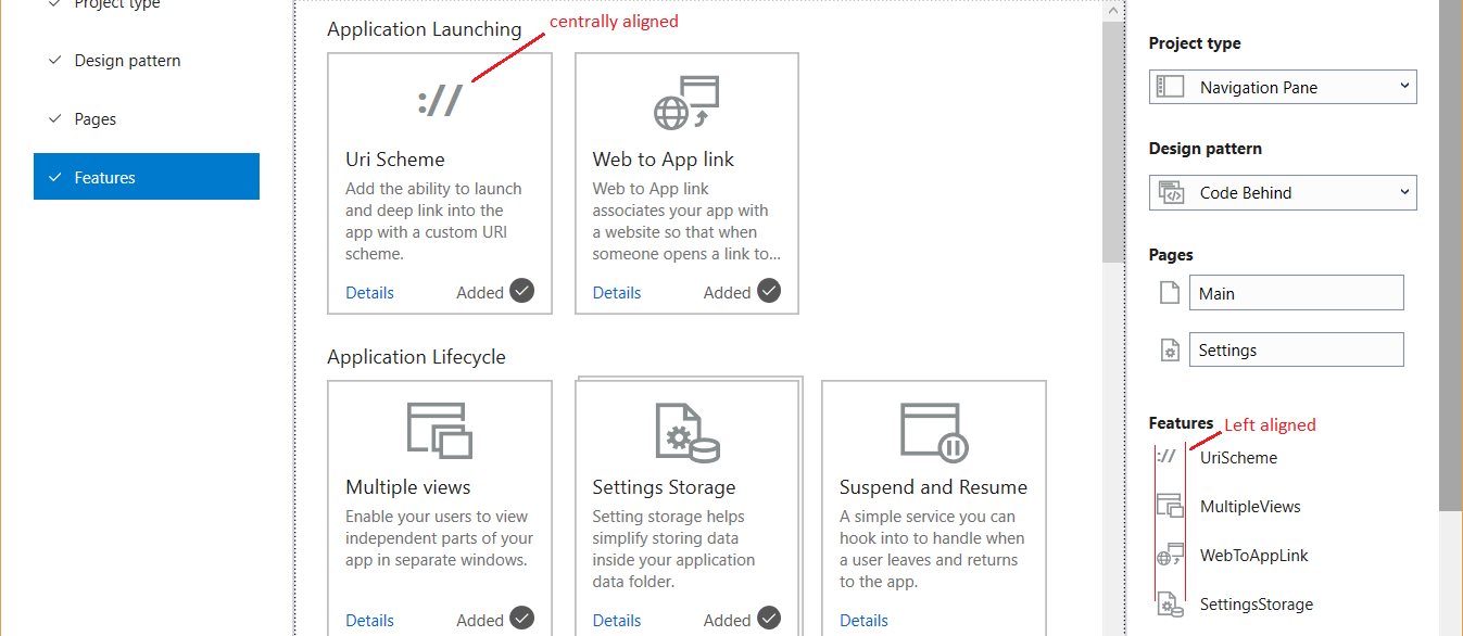 Feature icon alignment in summary area (new wizard) · Issue #1844 ...
