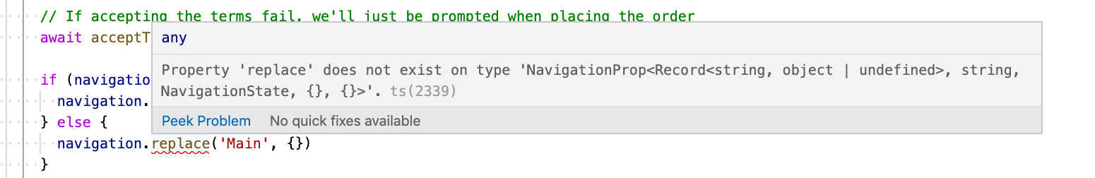navigation.replace removed from types in 5.2.2 · Issue #7872 · react ...