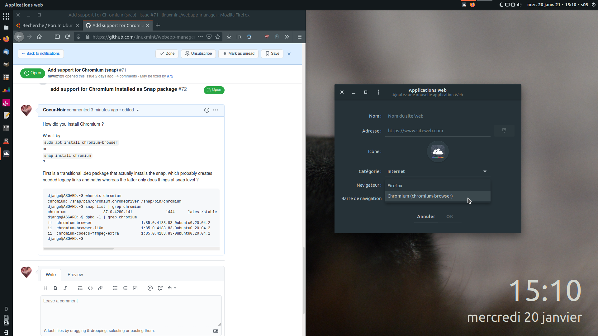Add support for Chromium (snap) · Issue #71 · linuxmint/webapp-manager · GitHub