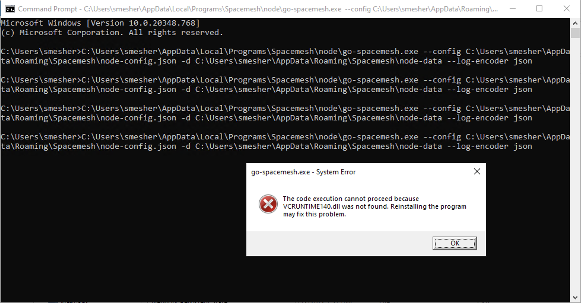 Go-Spacemesh on Win10 requires Microsoft Visual C++ Redistributables installed · Issue #3355 ...