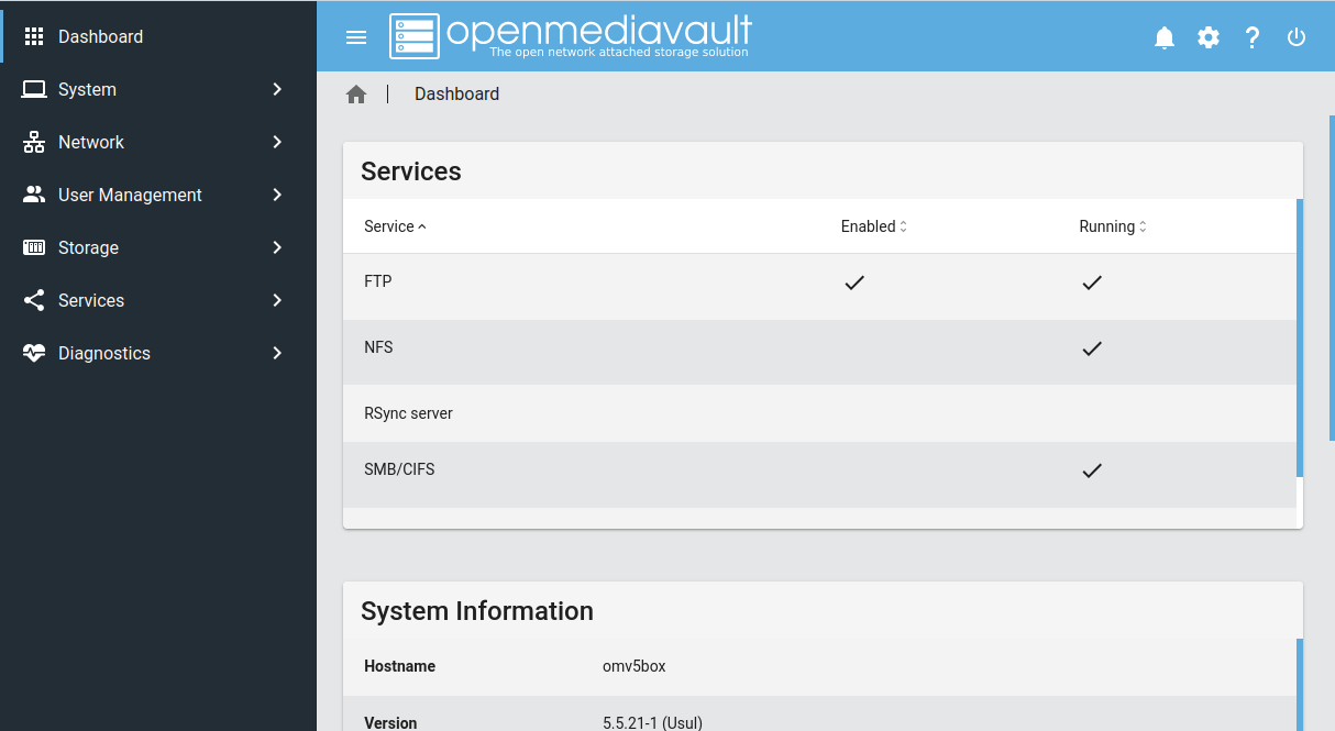 Dashboard Enhancement · Issue #939 · openmediavault/openmediavault · GitHub