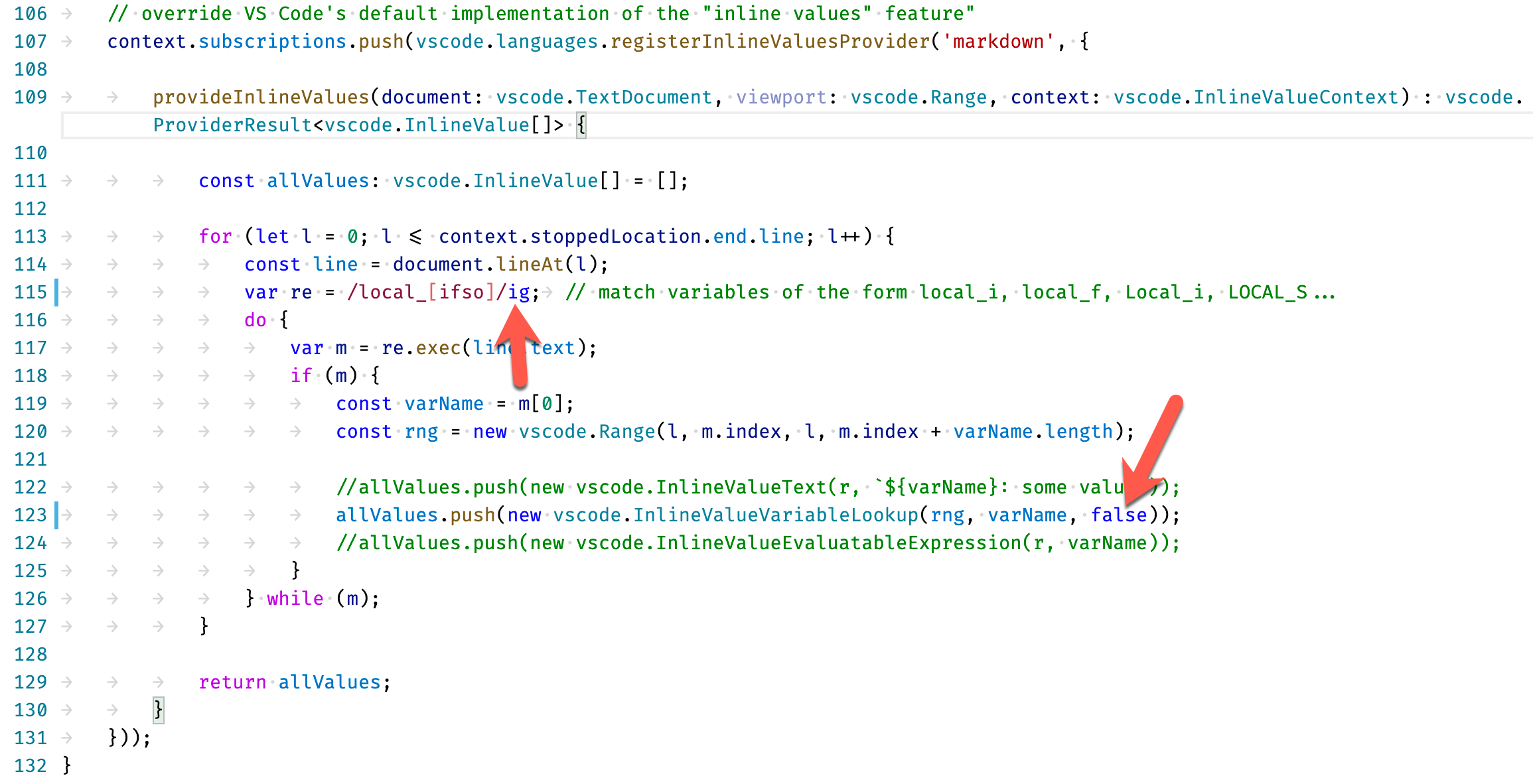 Inline value provider show render case sensitivnes of term in editor · Issue #117374 · microsoft ...