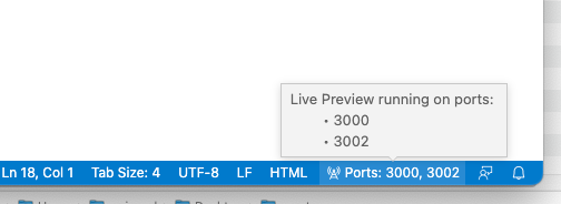 Show root folder names in "Ports" status item · Issue #302 · microsoft/vscode-livepreview · GitHub