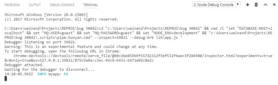 No longer seeing console output · Issue #30842 · microsoft/vscode · GitHub