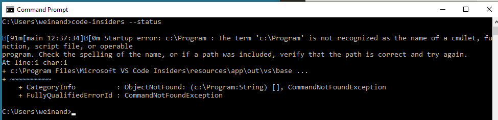code --status doesn't work on Windows · Issue #39663 · microsoft/vscode ...