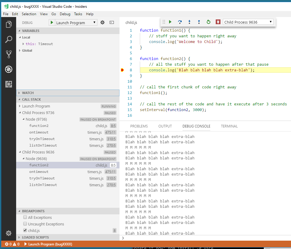 forking fails when debugger attached · Issue #42493 · microsoft/vscode ...
