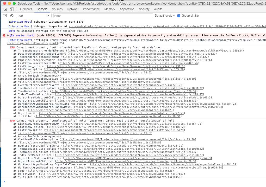 Call Stack appears broken · Issue #67791 · microsoft/vscode · GitHub