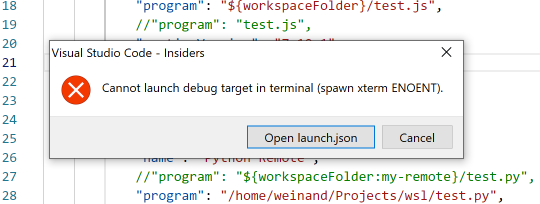 Debugging with external terminal does not work · Issue #381 · microsoft/vscode-remote-release ...