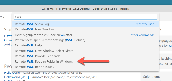"Remote-WSL: Reopen Folder in WSL" failed for debian · Issue #800 · microsoft/vscode-remote ...