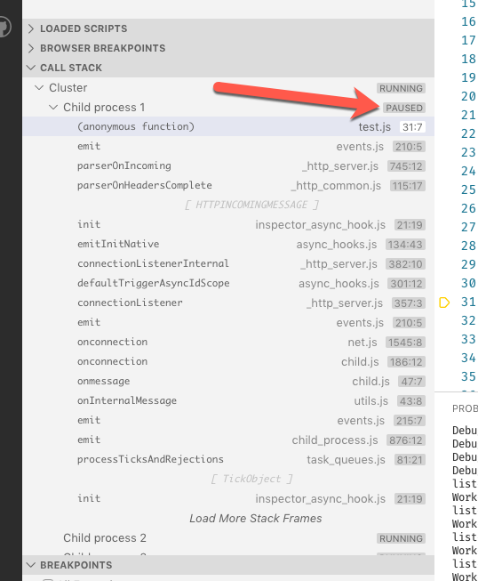 Pause reason is not shown for multi session debugging, or vscode-pwa ...