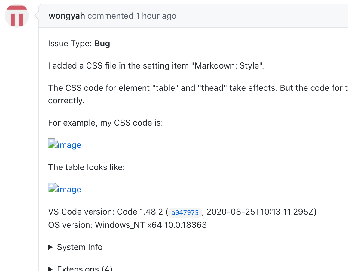 Incorrect table format in Markdown preview · Issue #105796 · microsoft/vscode · GitHub