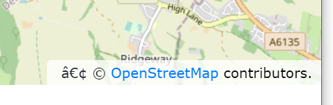 Unwanted characters by the OpenStreetMap copyright notice · Issue ...