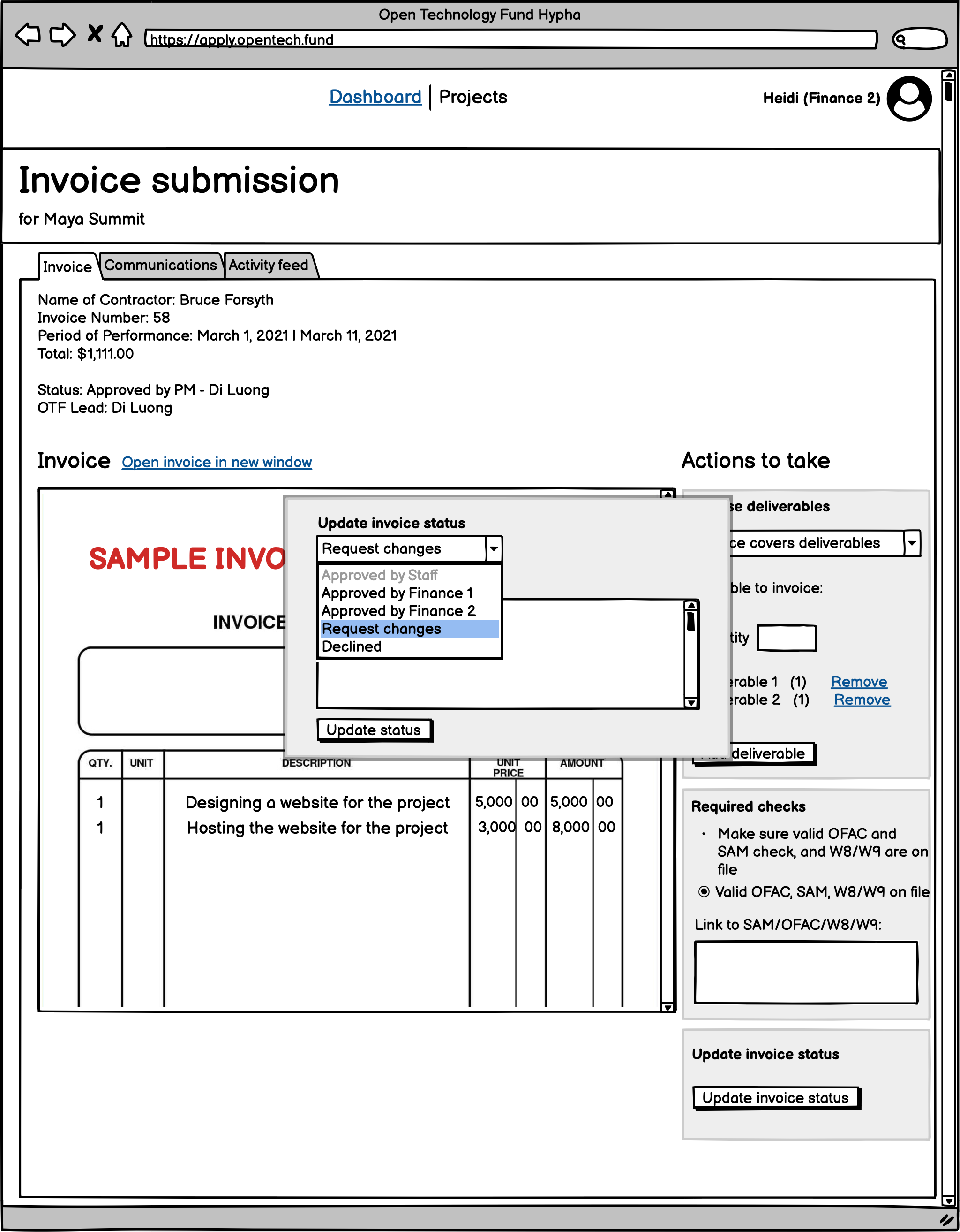 Finance level 2 can request modifications to fixed-price invoice · Issue #2457 · HyphaApp/hypha ...