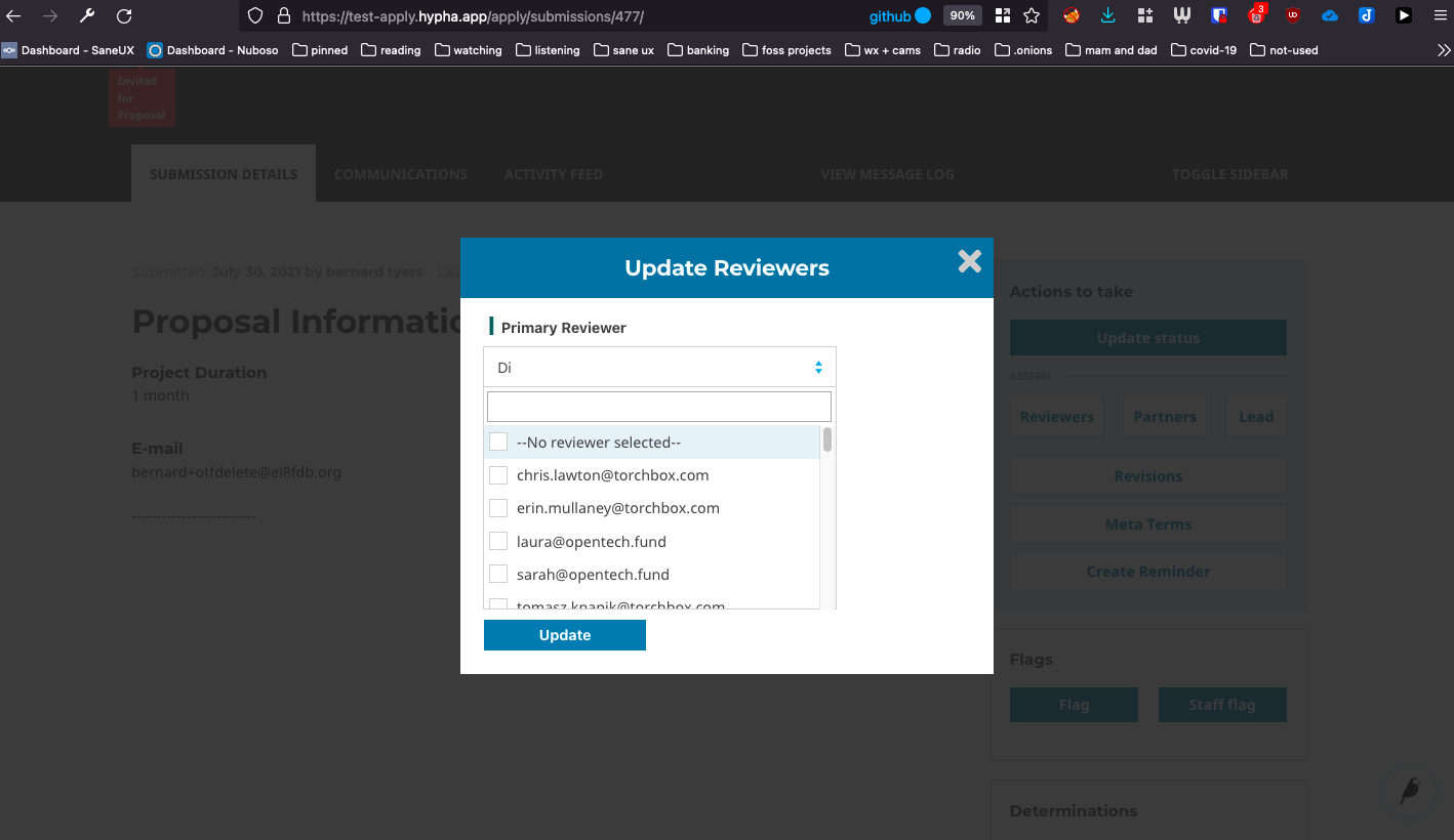 No way to remove staff reviewer once assigned · Issue #1575 · HyphaApp/hypha · GitHub