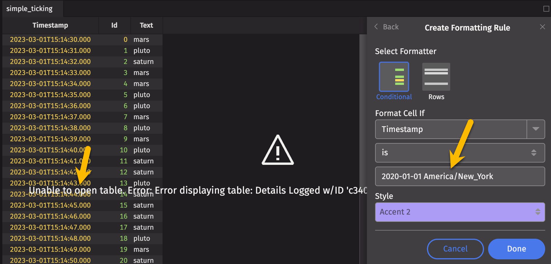Conditional column formatting - Undo applied style if query engine error occurs · Issue #1121 ...