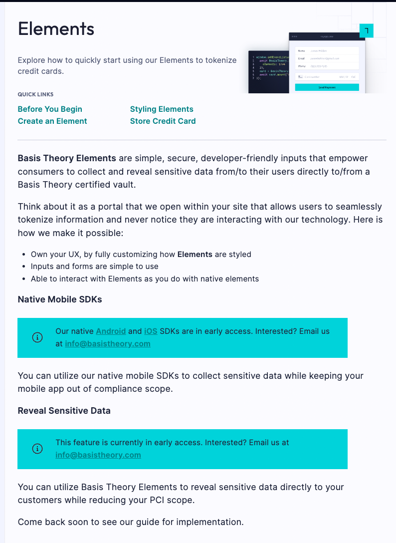 feat: Adds coming soon sections for mobile SDKs by dhudec · Pull Request #236 · Basis-Theory ...