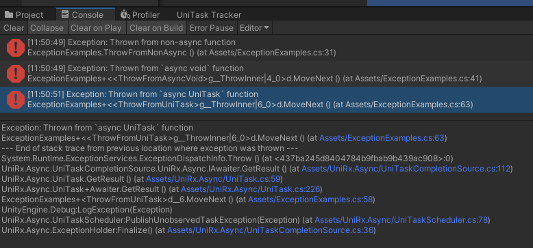 Change default logging for unhandled exceptions · Issue #40 · Cysharp/UniTask · GitHub