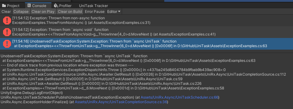 Change default logging for unhandled exceptions · Issue #40 · Cysharp/UniTask · GitHub