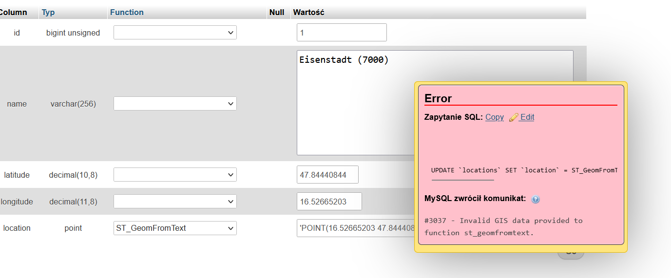 Custom SRID edit error · Issue #18527 · phpmyadmin/phpmyadmin · GitHub