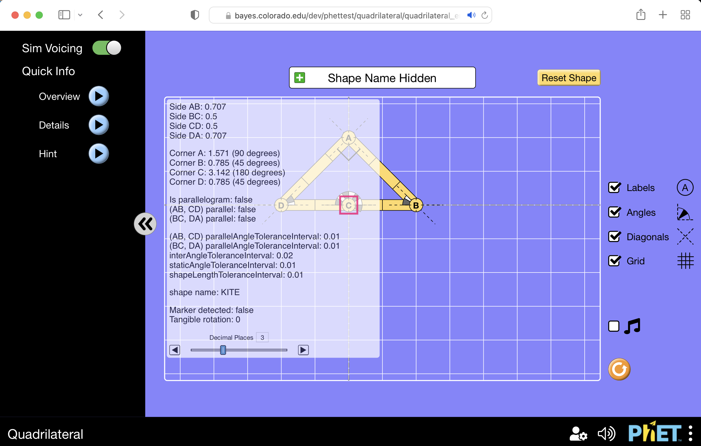 Corner Guide a bit wonky sometimes around 180 degrees · Issue #233 · phetsims/quadrilateral · GitHub