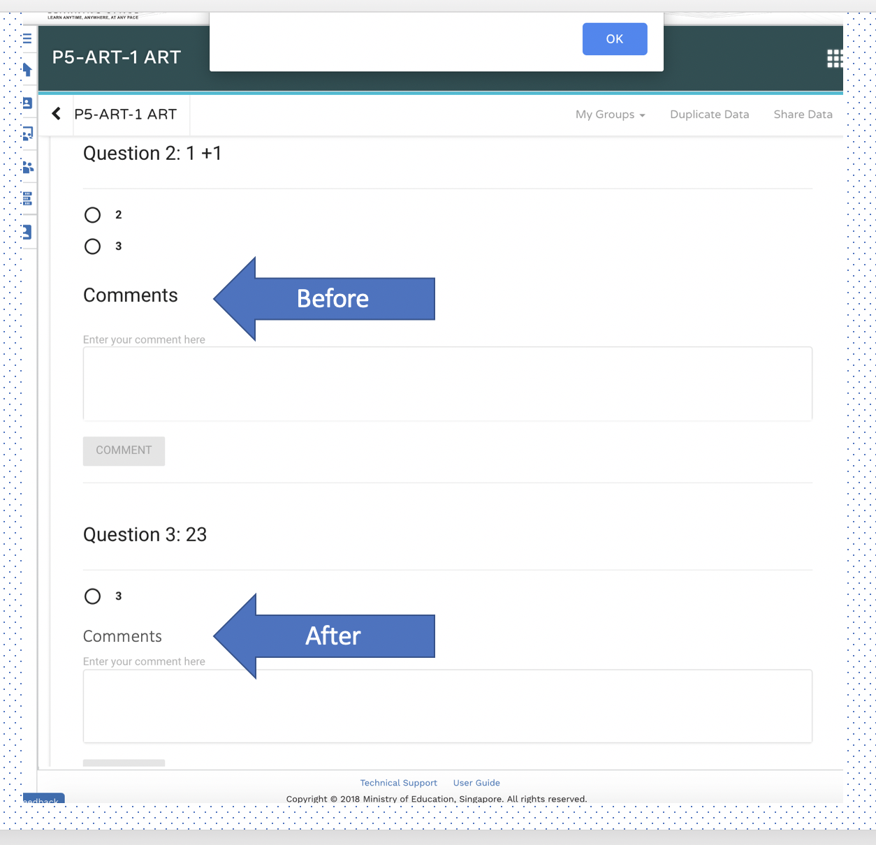 Make it more obvious which comment box belongs to which question ...