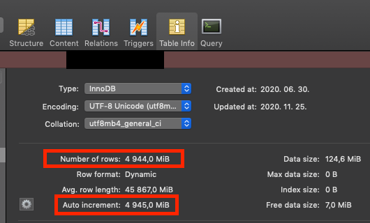 Table information shows the number of rows and auto_increment value in MiB · Issue #550 · Sequel ...