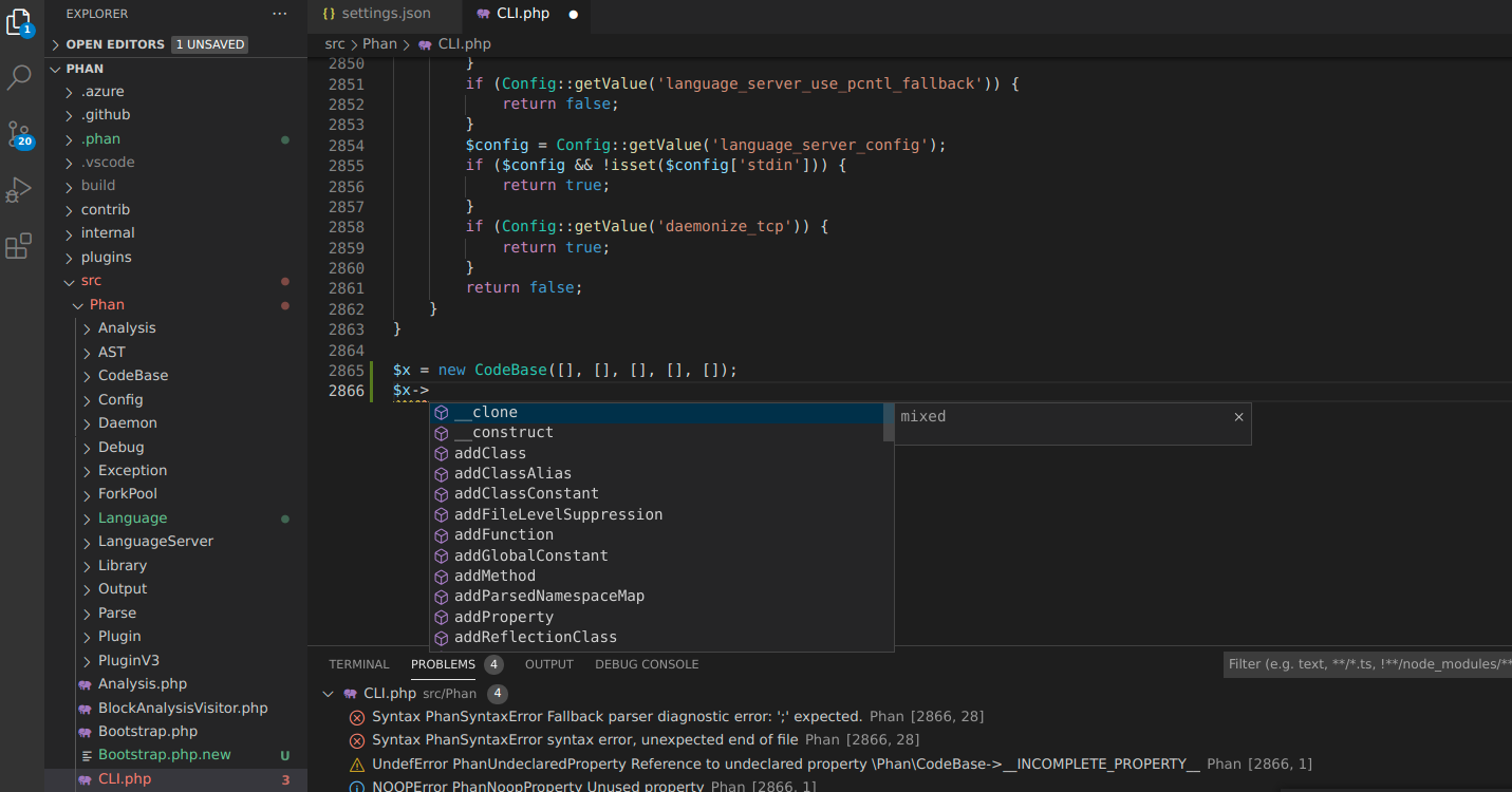 No suggestions in VSCode · Issue #4345 · phan/phan · GitHub