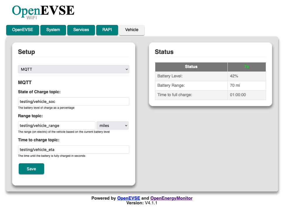 Vehicle State (SoC, Range, ETA) via MQTT only work if Divert Enabled · Issue #288 · OpenEVSE ...