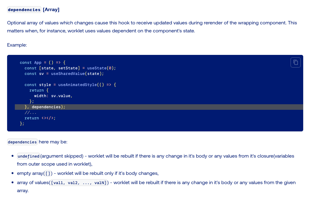 When And How To Use Dependencies Of Useanimatedstyle · Software Mansion React Native Reanimated 