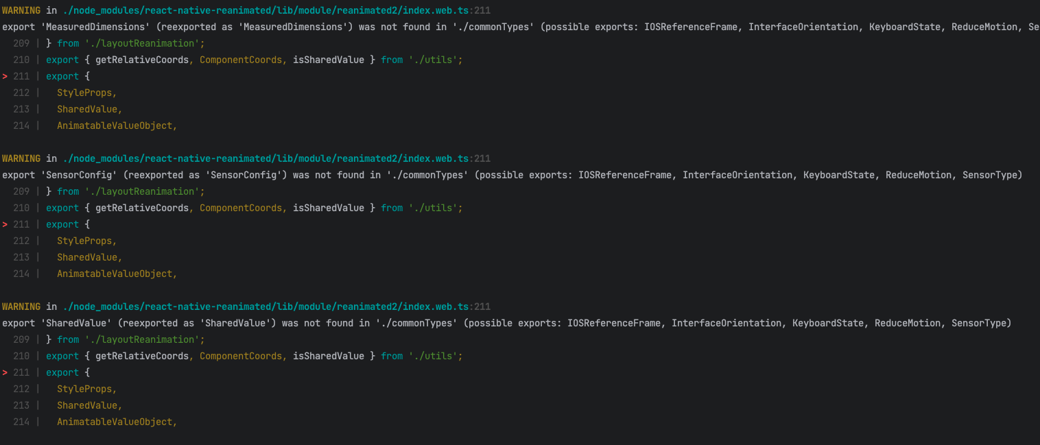 Type build warnings in reanimated 3.5.1 · Issue #5073 · software-mansion/react-native-reanimated ...
