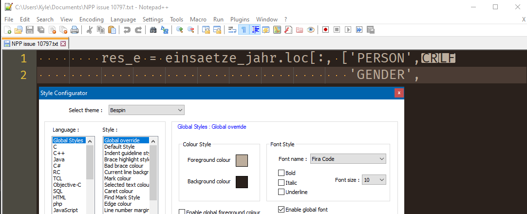 Fixed / monospace font not fixed · Issue #10797 · notepad-plus-plus ...