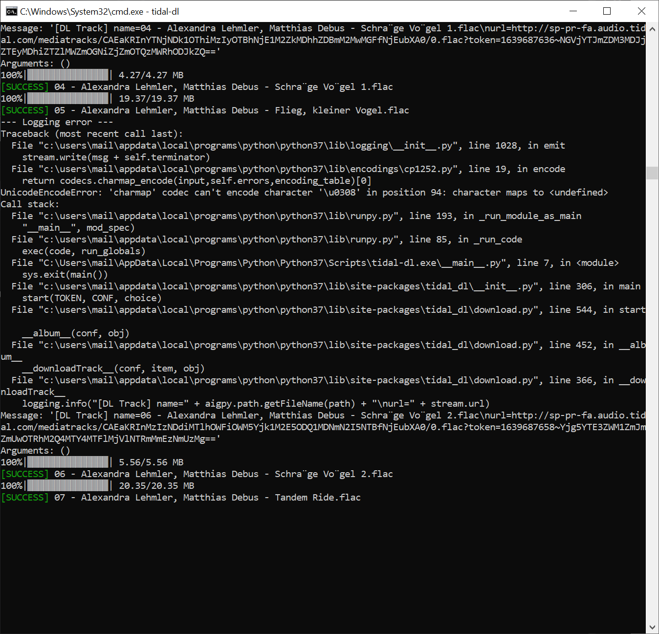 Logging error · Issue #779 · yaronzz/Tidal-Media-Downloader · GitHub