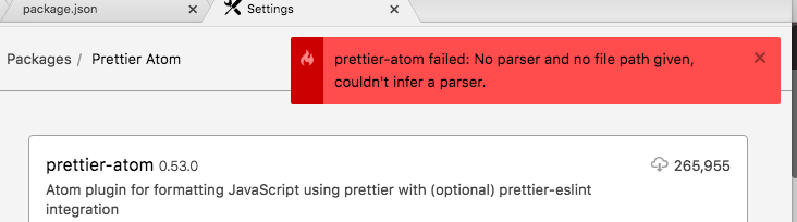 Prettier Atom Failed No Parser And No File Path Given Couldn T Infer A Parser · Issue 420