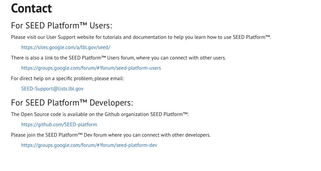 Update contact information on the SEED and SEED website · Issue #3659 · SEED-platform/seed · GitHub