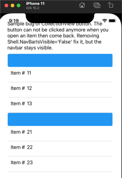 [bug] Setting Shell Navbarisvisible False Disables Interaction In Collectionview S Group