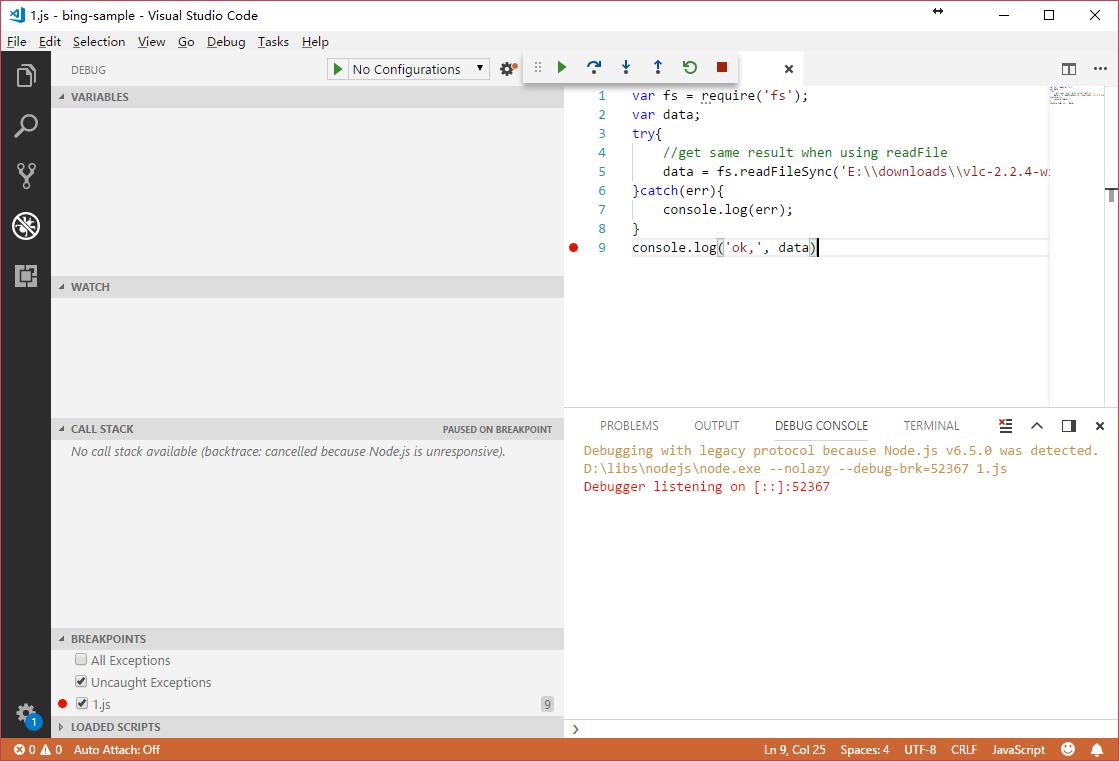 fs.readFileSync, fs.readFile will make the debugger stop with heap out of memory. · Issue #49447 ...
