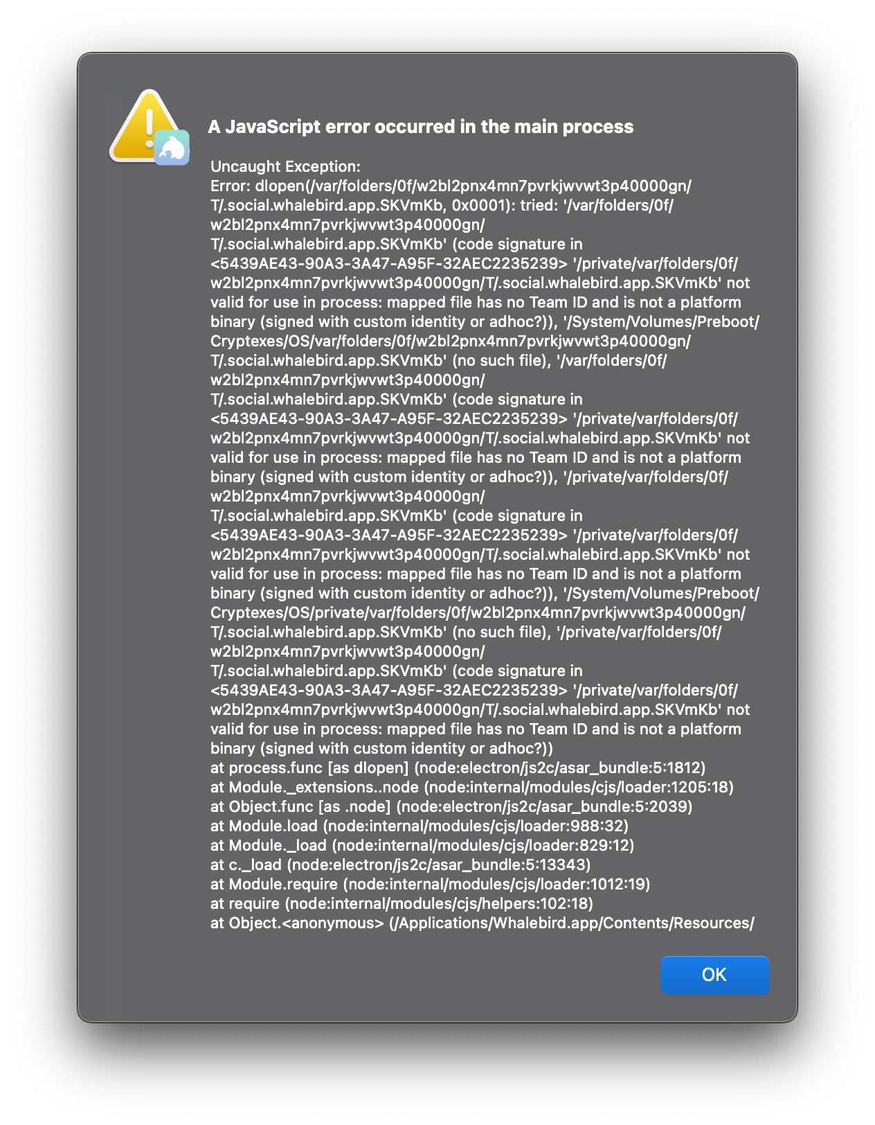 Whalebird 5.0.0 fails to start · Issue #4195 · h3poteto/whalebird-desktop · GitHub